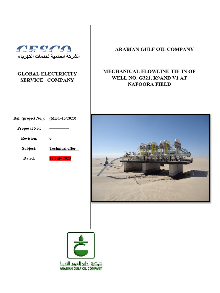 GESCO Proposal for Nafoora Flowline Tie-In | PDF | Pipe (Fluid ...