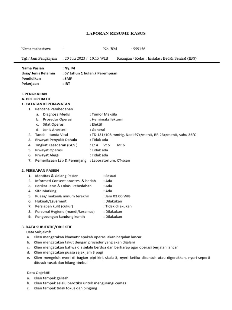 Contoh Resume Kasus | PDF