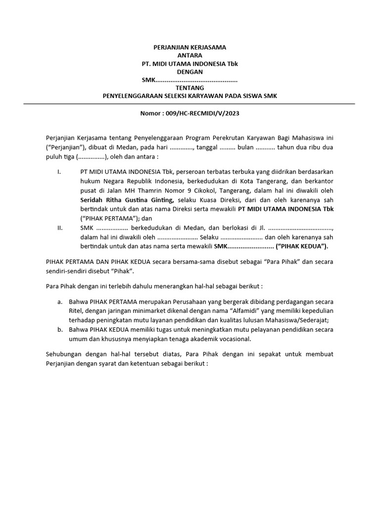 Mou SMK Perekrutan | PDF