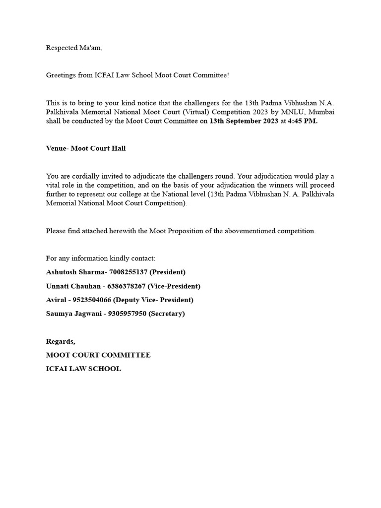 Invitation For Adjudication | PDF