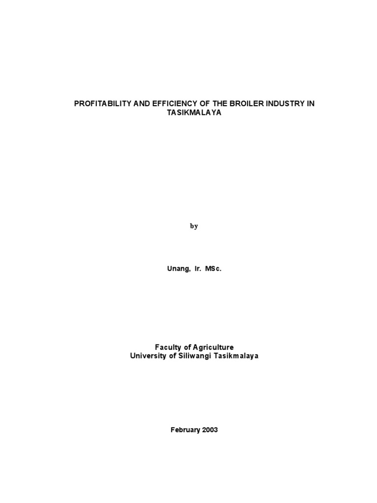 Broiler Industry Profitability in Tasikmalaya | PDF | Profit ...