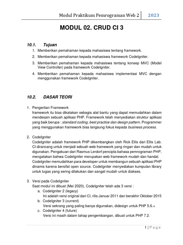 Modul 02 CRUD CI 3 | PDF