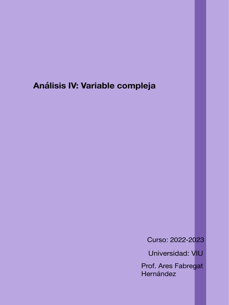 Análisis IV_ Variable Compleja 2022_2023 | PDF