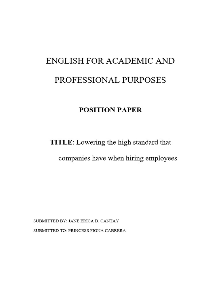 Position Paper in EAPP | PDF