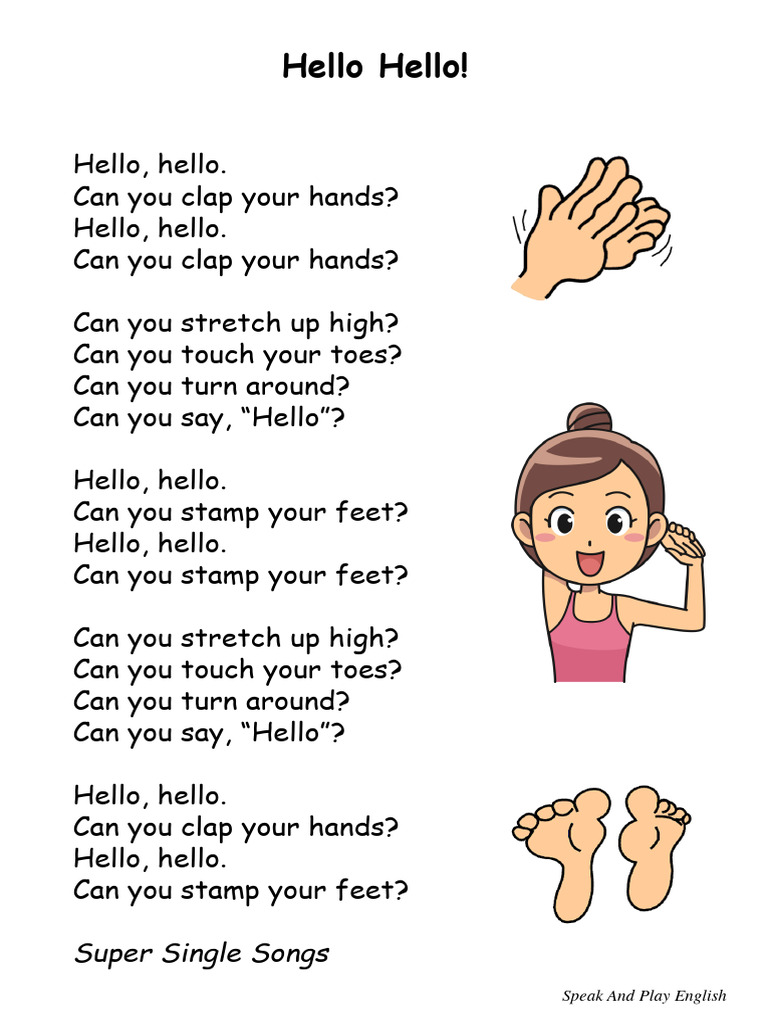 Hello Hello Super Simple Songs Lyrics Words Download | PDF | Language ...