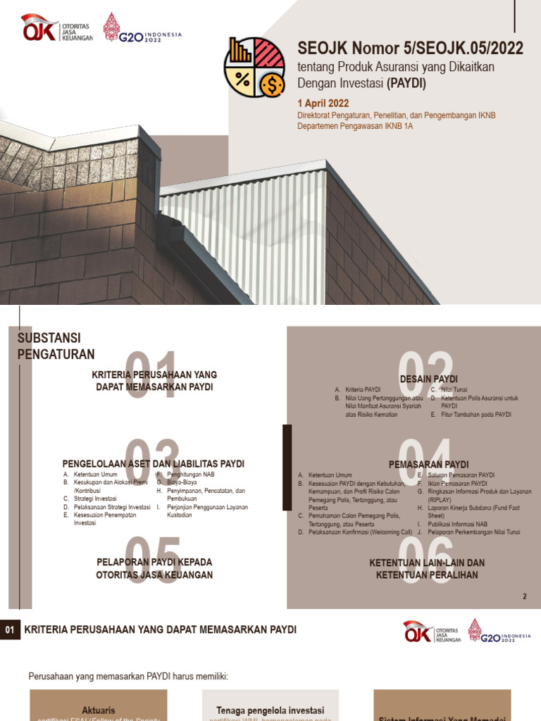 Bahan Tayang - SEOJK 5-2022 - PAYDI | PDF