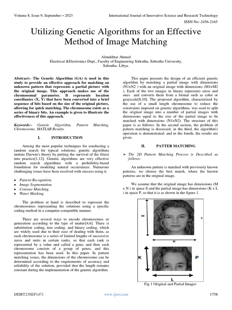 Utilizing Genetic Algorithms For An Effective Method of Image Matching | PDF