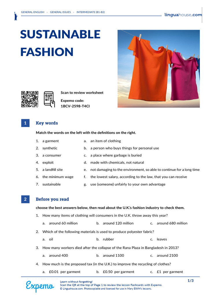 sustainable-fashion-american-english-student | PDF | Clothing | Economies