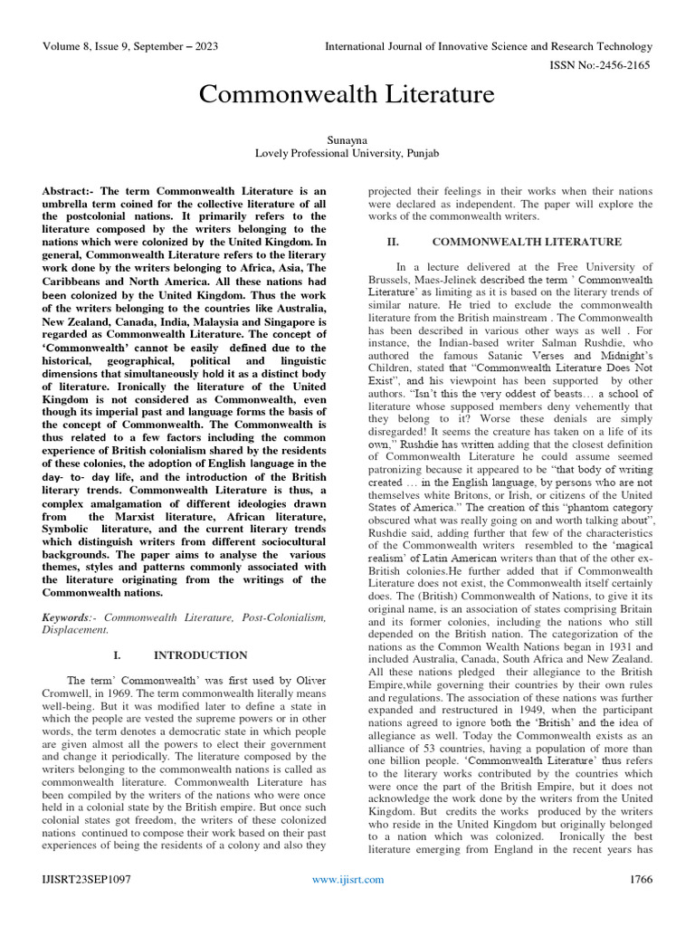 Commonwealth Literature | PDF
