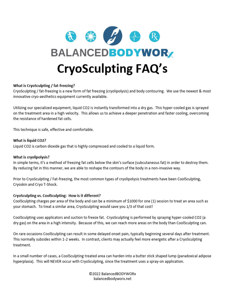 CryoSculpting FAQs | PDF