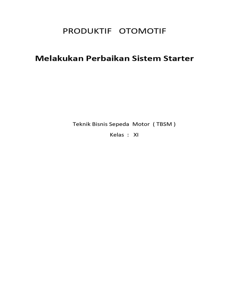 Modul Sistem Starter Sepeda Motor | PDF