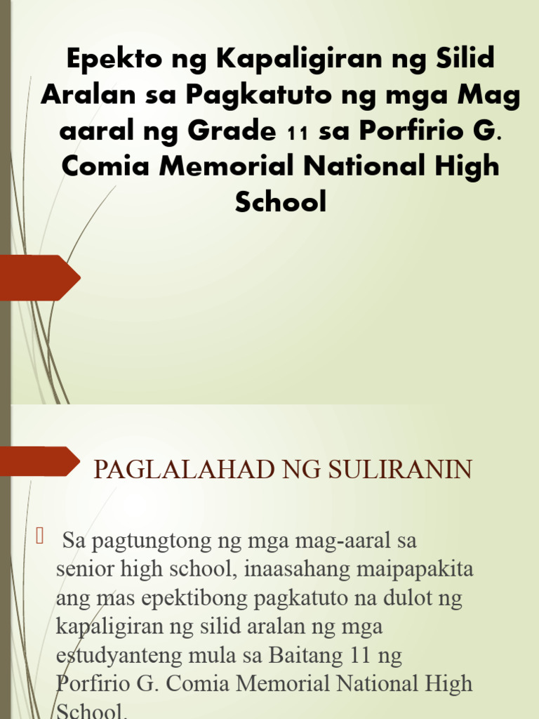 Epekto NG Kapaligiran NG Silid Aralan Sa Pagkatuto PDF