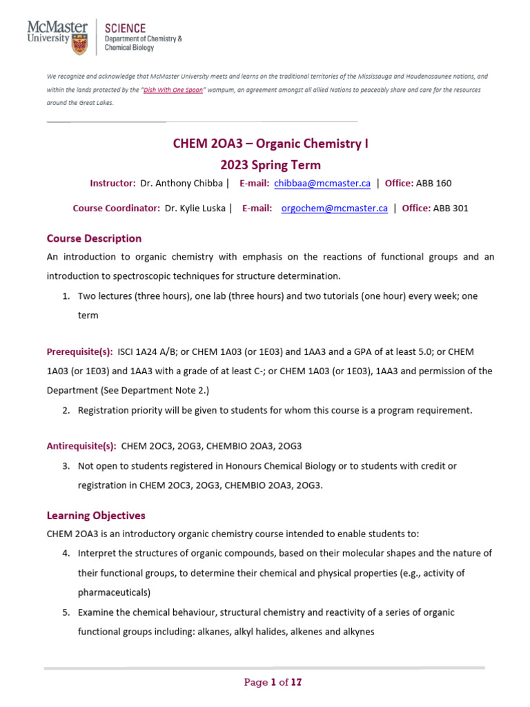 CHEM 2OA3 Spring | PDF | Chemical Reactions | Organic Chemistry