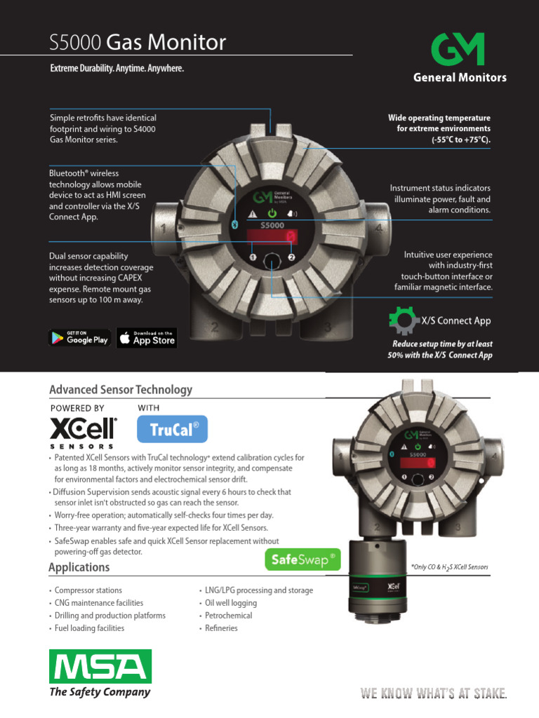S5000 gas detector datasheet-EN | PDF | Sensor | Sulfur Dioxide