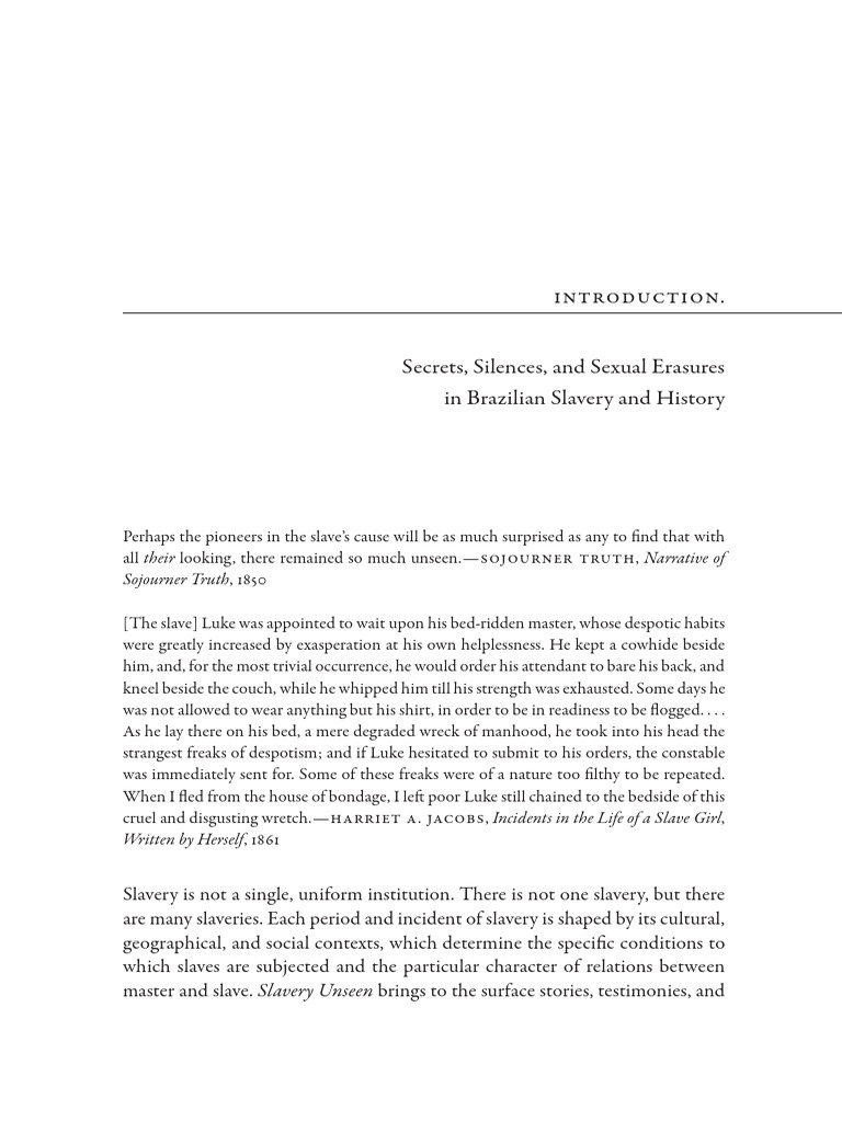 Slavery Unseen Sex Power And Violence In Brazilian History 12 39 Pdf