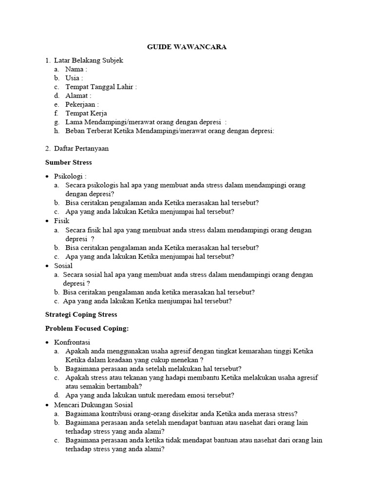 Guide Wawancara Kualitatif | PDF