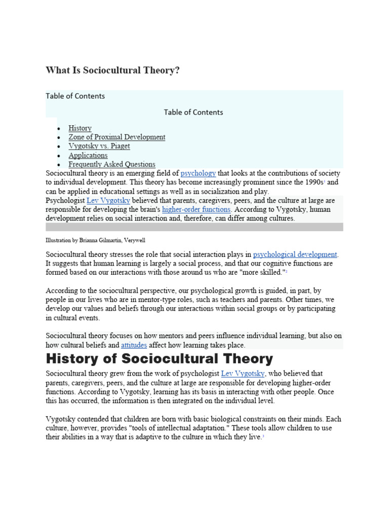 Understanding Sociocultural Theory | PDF | Wellness