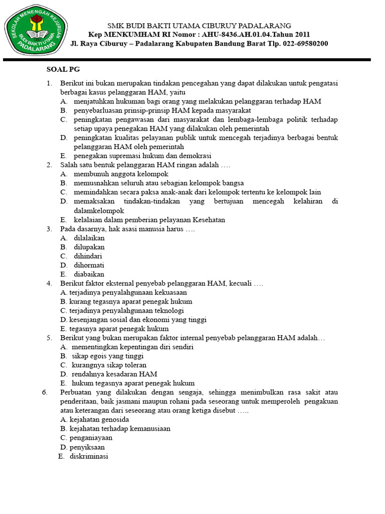 SOAL PKN KELAS 11 Dan Jawaban | PDF