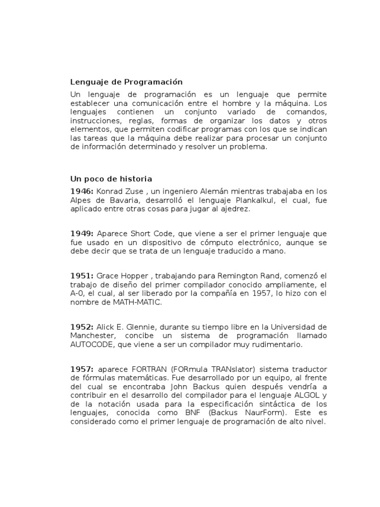 Tipos de Lenguaje de Programacion | PDF | Lenguaje de programación ...