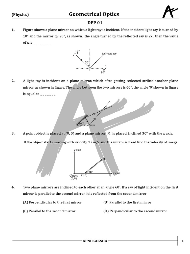 DPP - 01 _ Ray Optics (1) | PDF