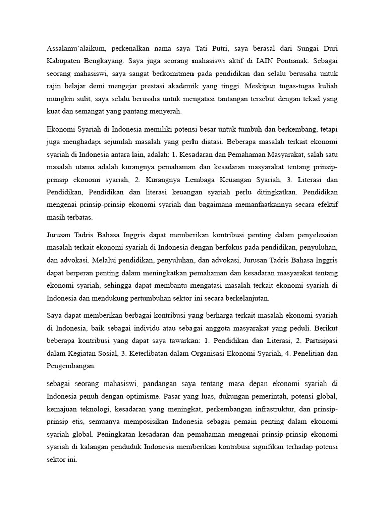 Contoh Perkenalan Diri | PDF