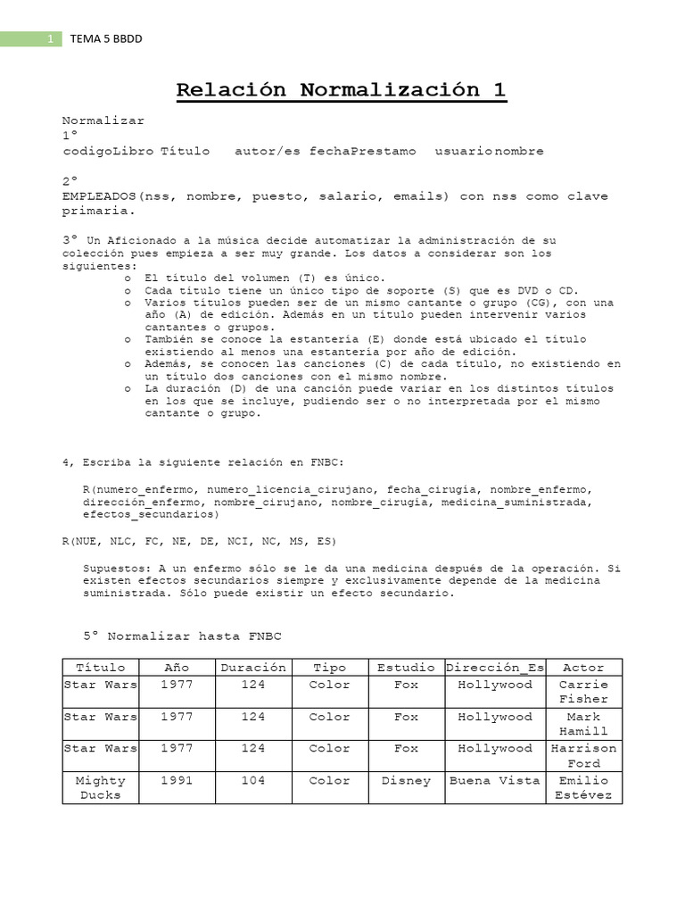 Relación Normalización 1 | PDF