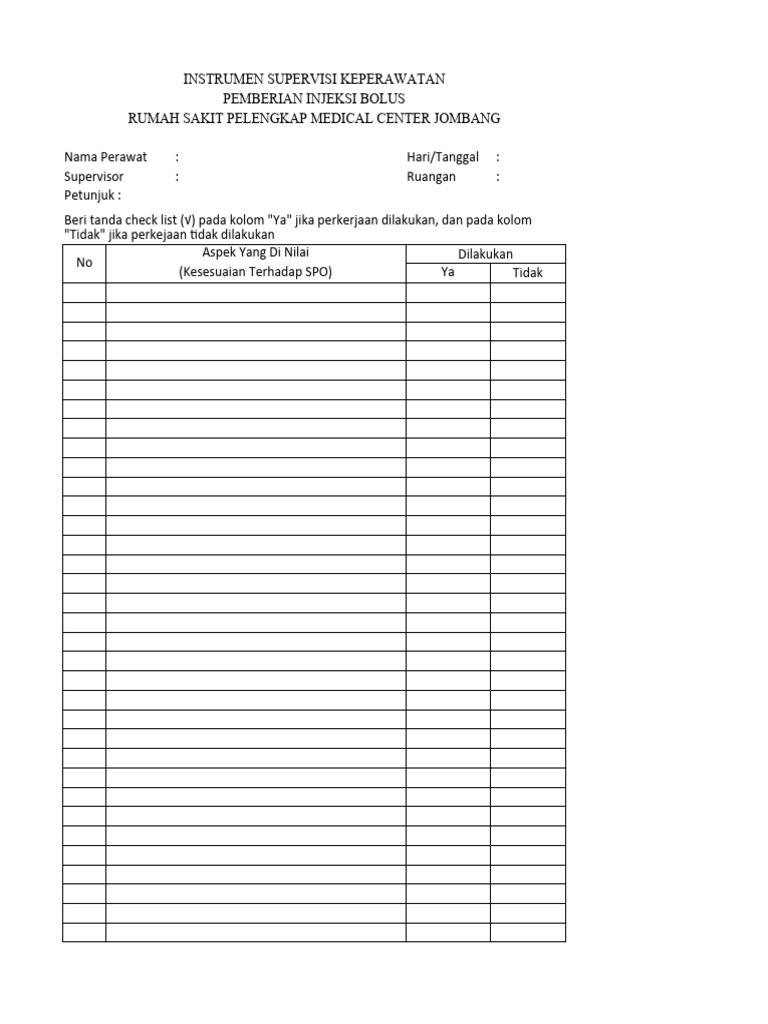 Form Supervisi Keperawatan | PDF