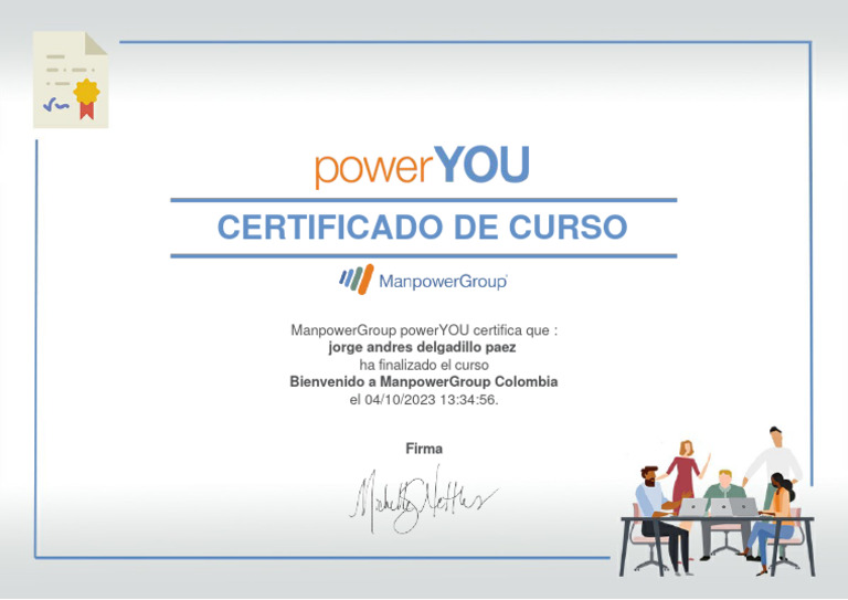 Certificado Induccion Manpower | PDF
