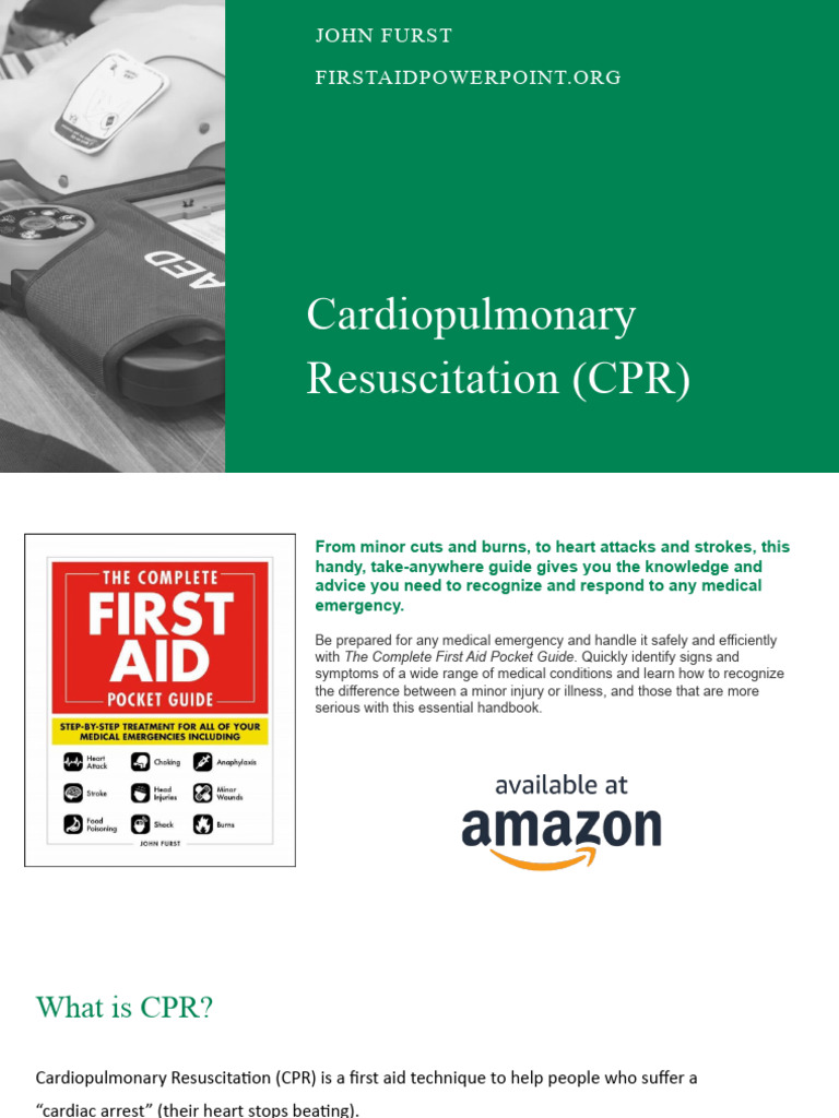 Basic First Aid Cardiopulmonary Resuscitation | PDF | Cardiopulmonary ...