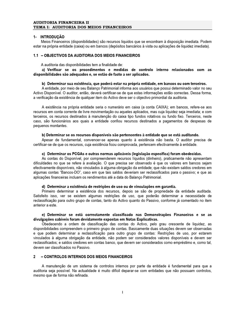 Auditoria de Meios Financeiros | PDF | Tecnologia e Engenharia