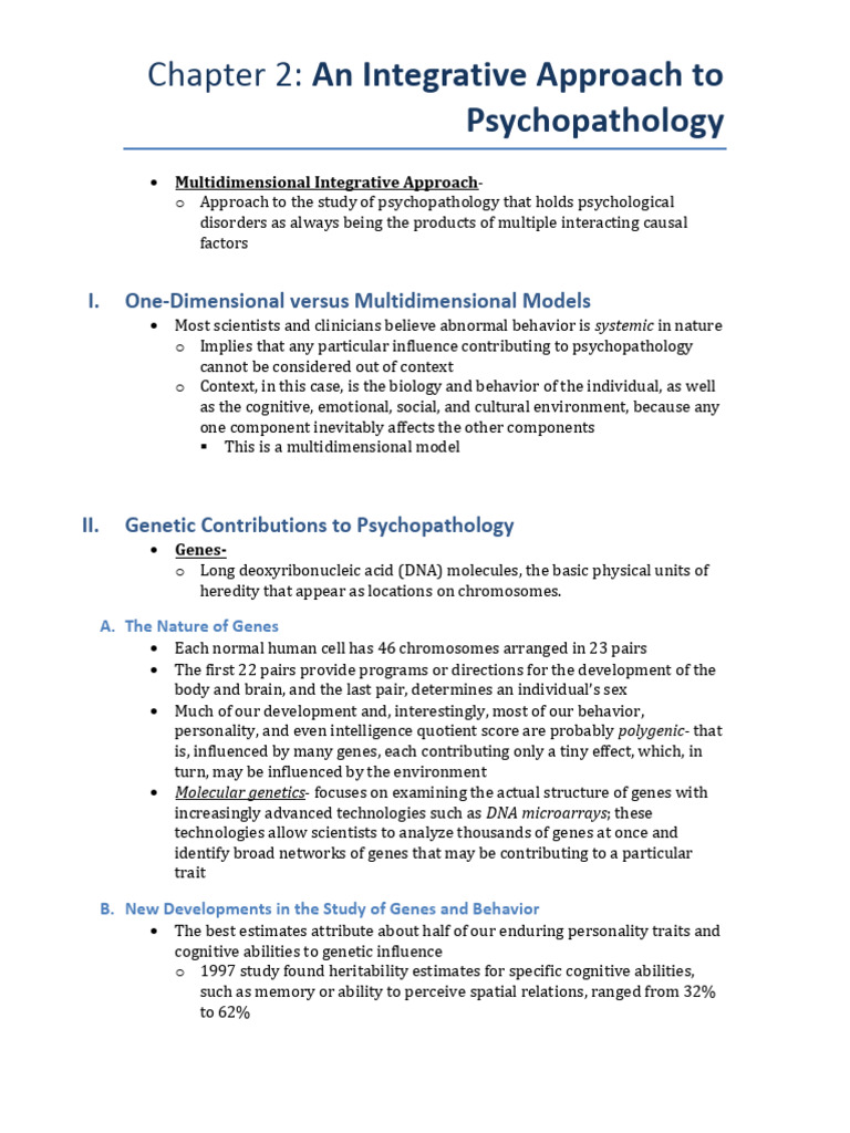 Chapter 2 An Integrative Approach To Psychopathology | PDF