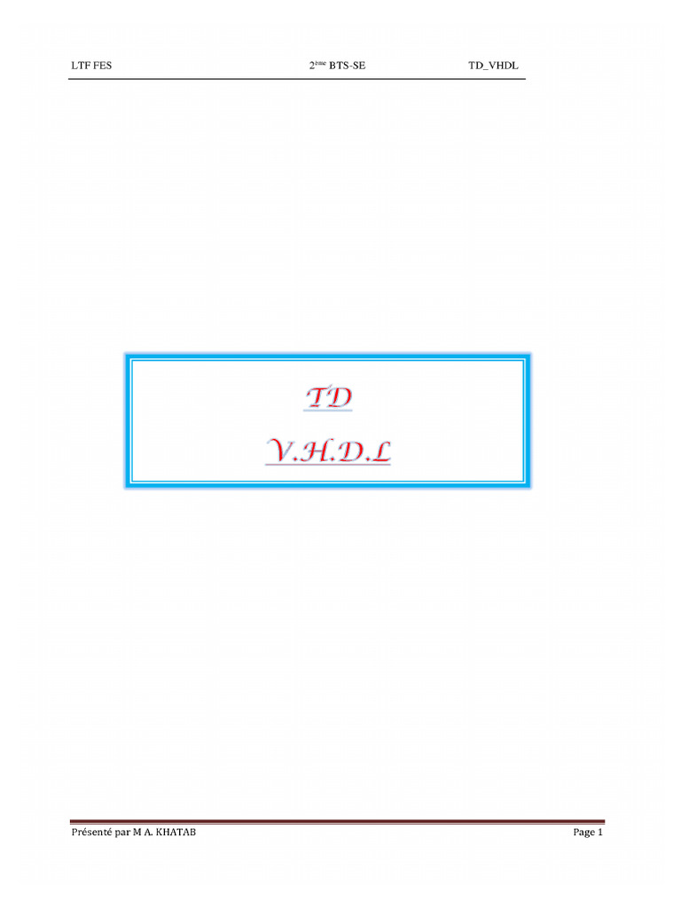 TD VHDL-2023 2024 | PDF