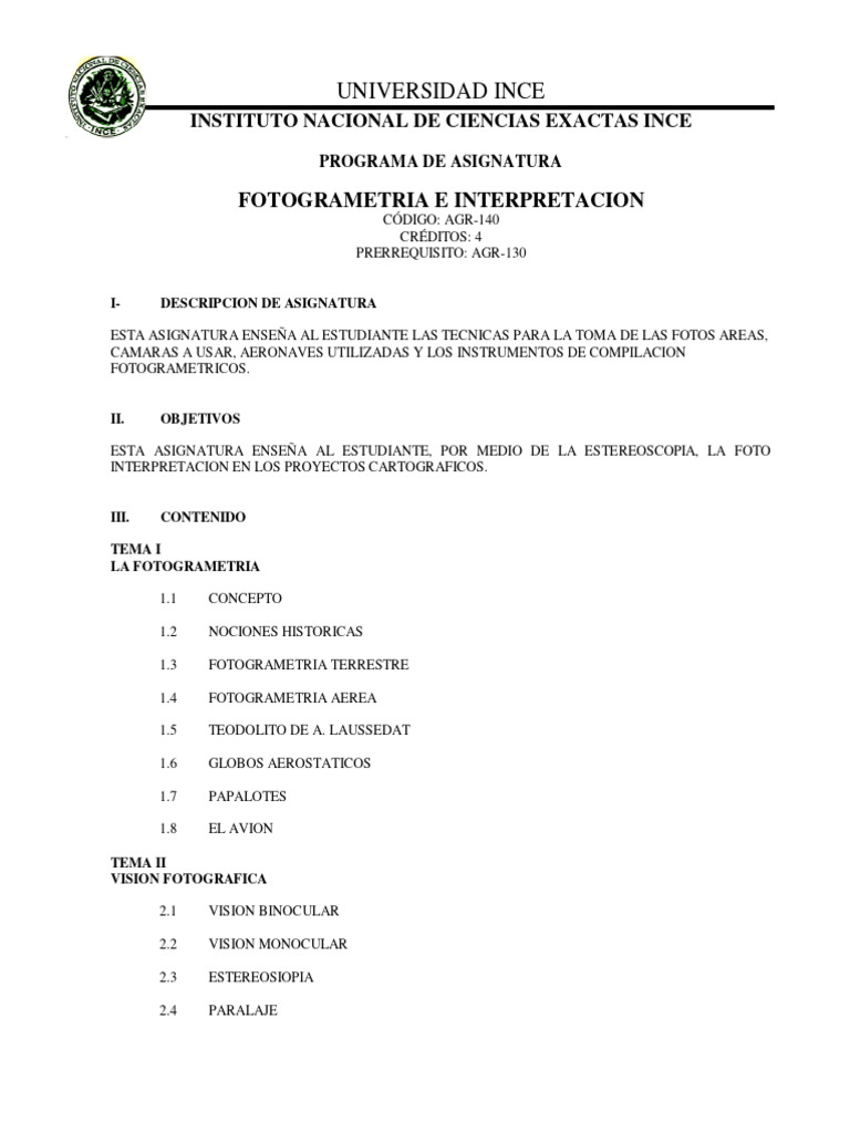 Fotogrametría e Interpretacion | PDF