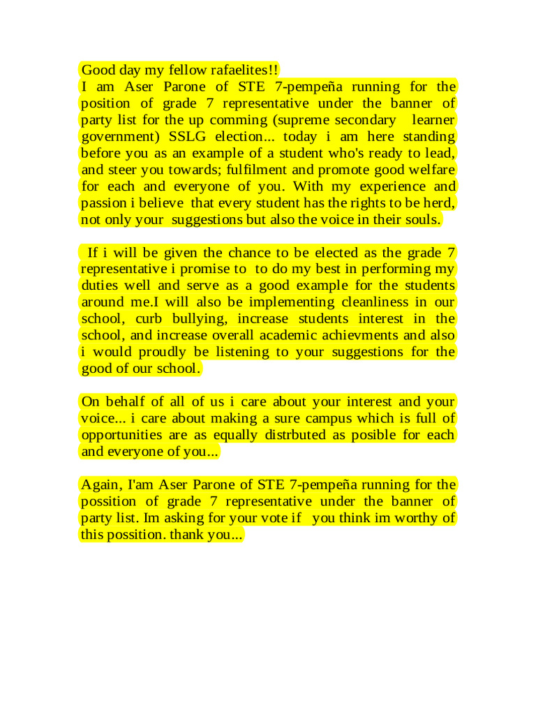 g7 Representative Speech (SSLG) | PDF