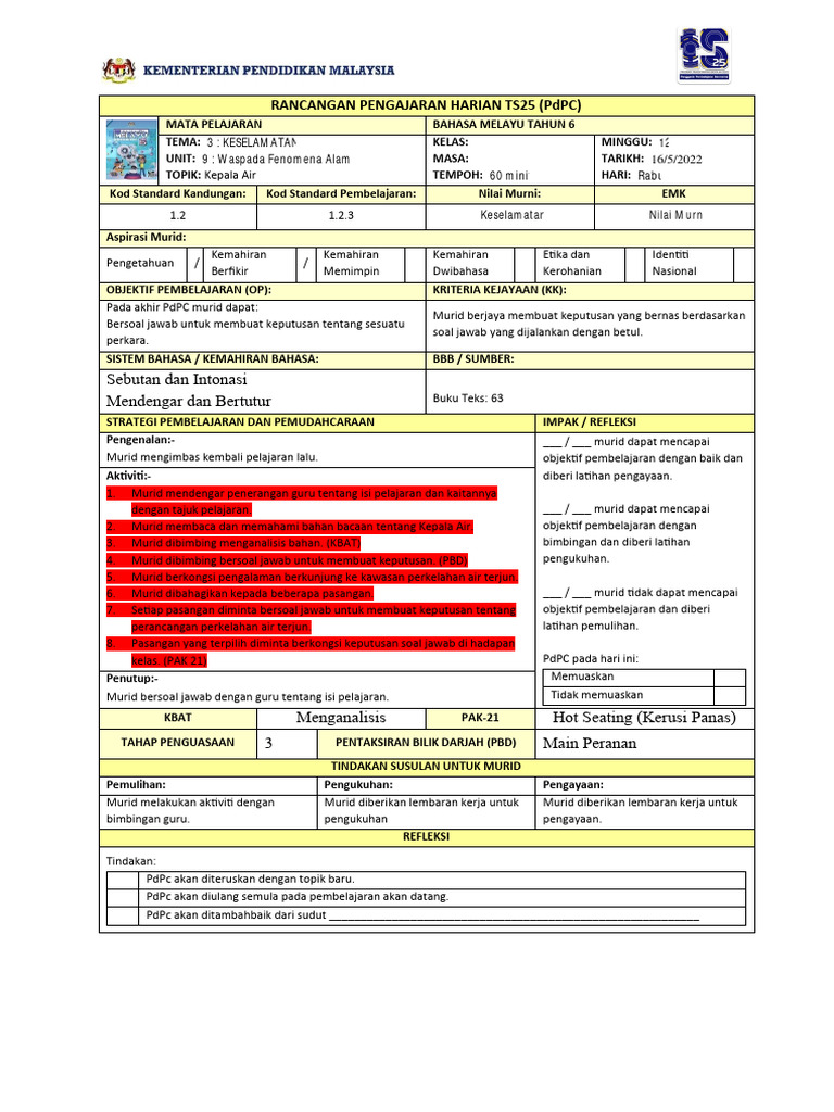 BM THN 6 TS25 (Unit 9) | PDF