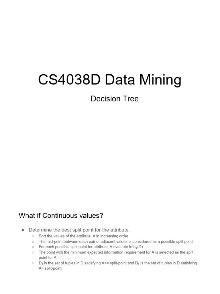 CS4038D Data Mining: Decision Tree | PDF