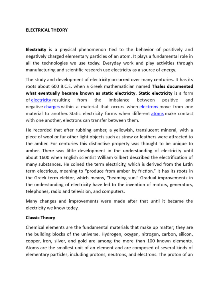 Electrical Theory Discussion | PDF