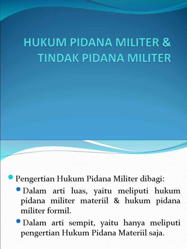 Hukum Pidana Militer Tindak Pidana Militer | PDF