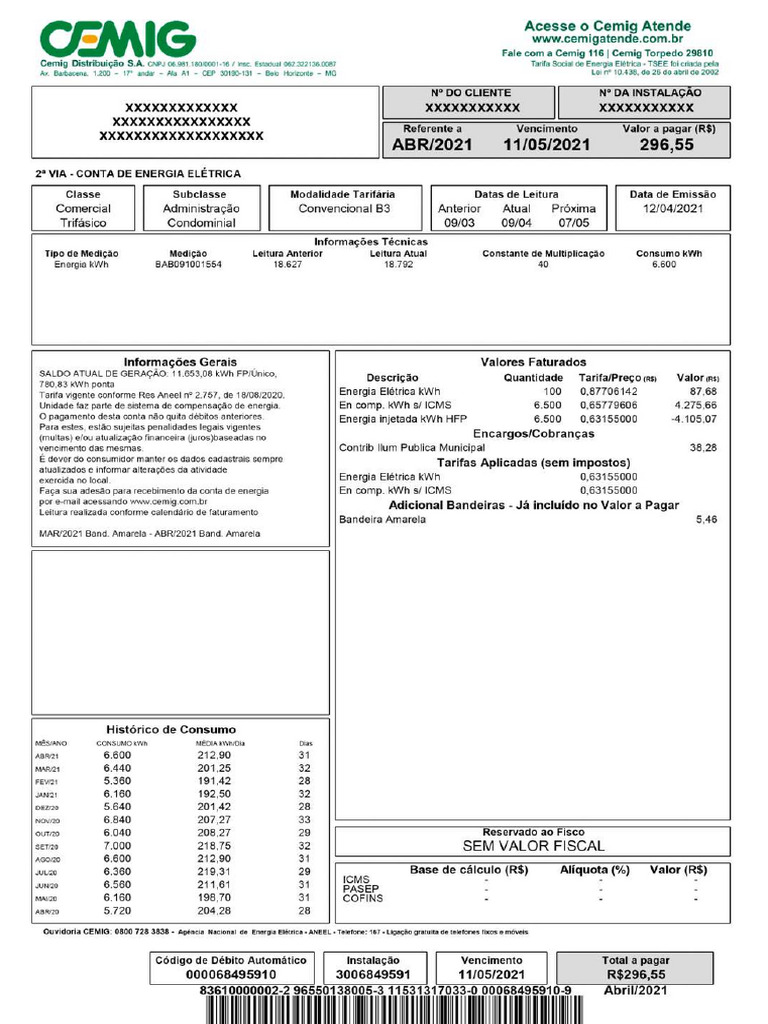 Fatura Cemig 1015x1536 PDF | PDF