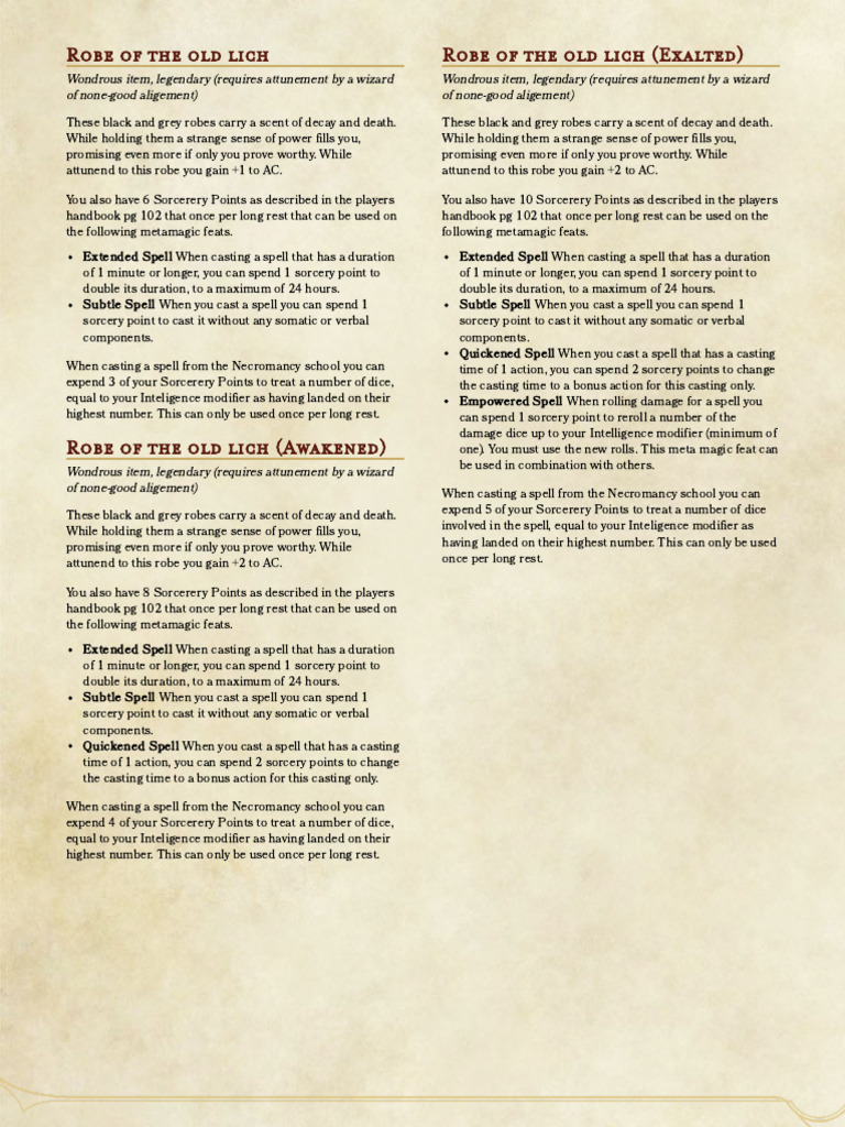 Robes of The Lich | PDF