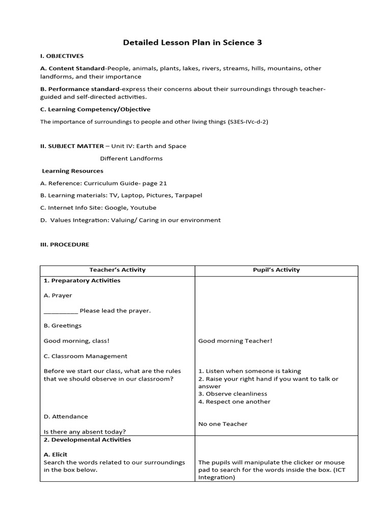 Detailed Lesson Plan in Science 3 | PDF