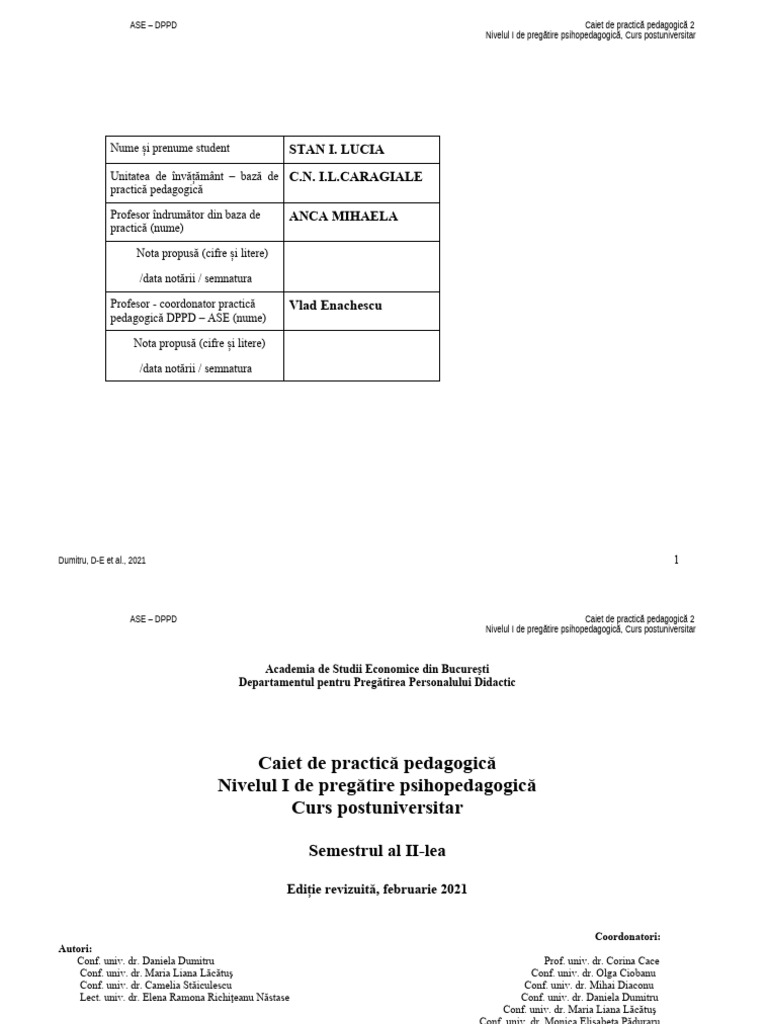 Caiet-Practica-Dppd Sem-2 | PDF