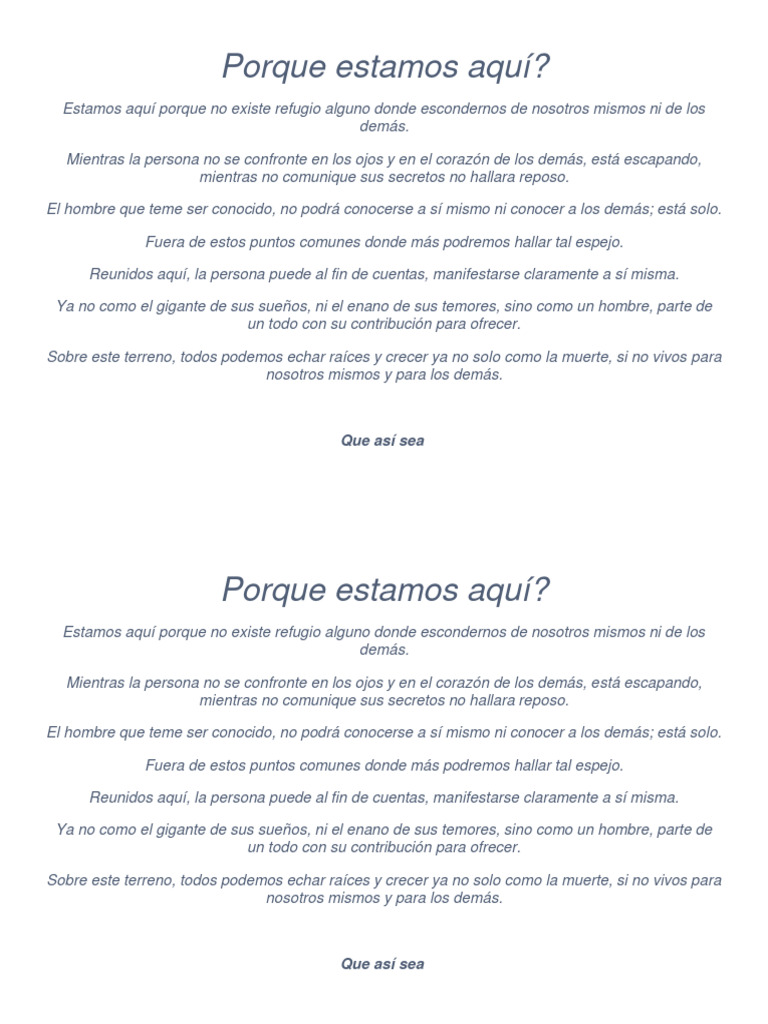 Porque Estamos Aquí | PDF