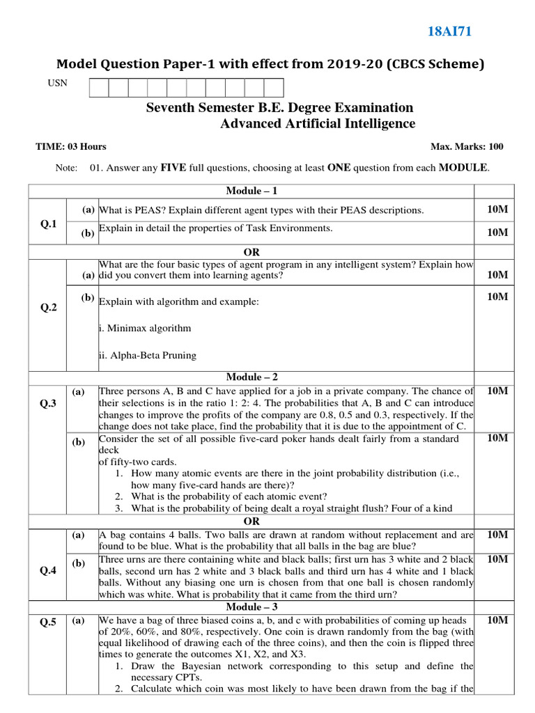Advanced AI Exam Question Paper | PDF