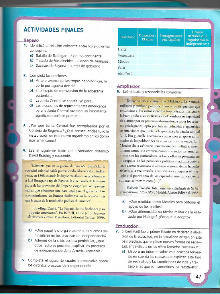 Actividades La Crisis Del Orden Colonial | PDF