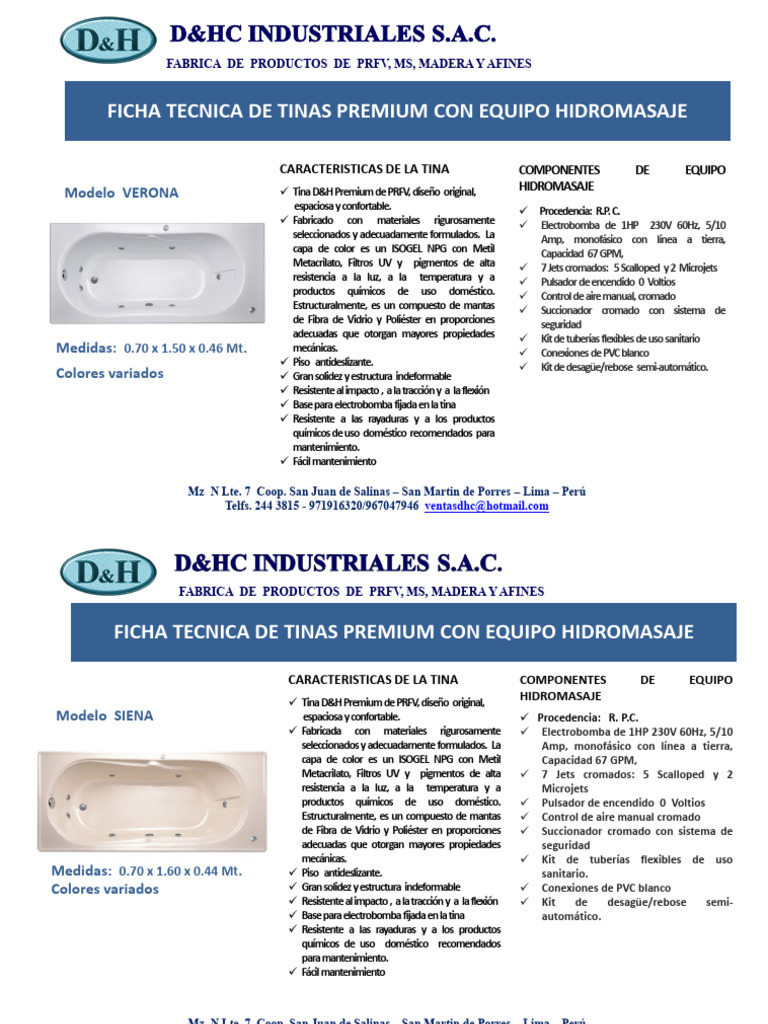 ficha-tecnica-TINA HIDROMASAJE | PDF | Polimetacrilato de metilo) | Lentes