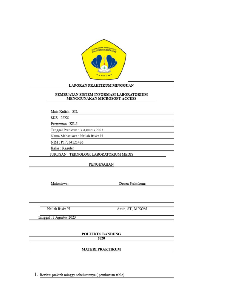 Contoh Laporan Praktikum 5 | PDF