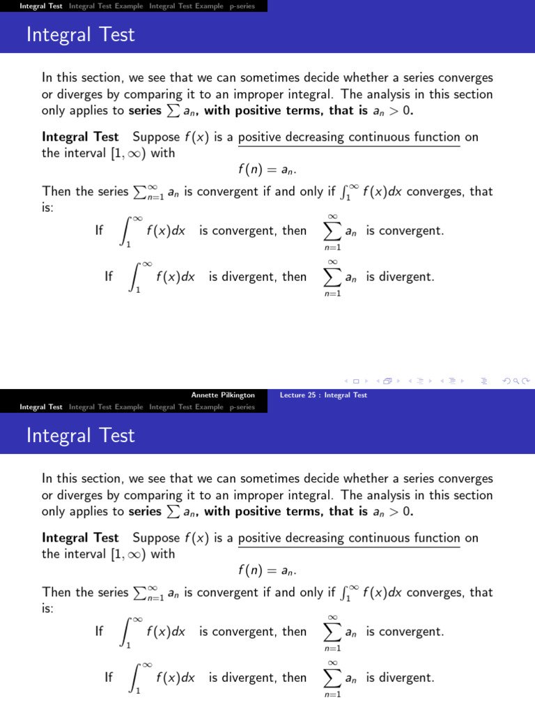 Understanding the Integral Test for Series | PDF