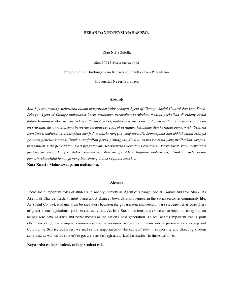 Peran Dan Potensi Mahasiswa | PDF