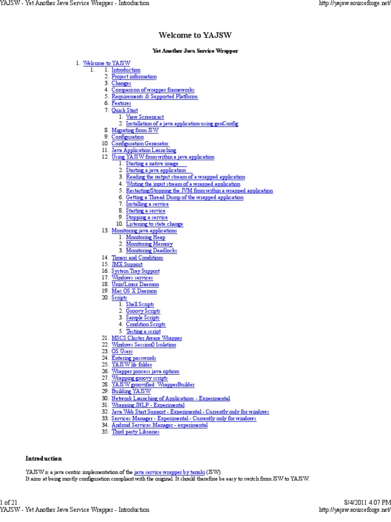 YAJSW - Yet Another Java Service Wrapper - Introduction | PDF | Command Line Interface | Java ...